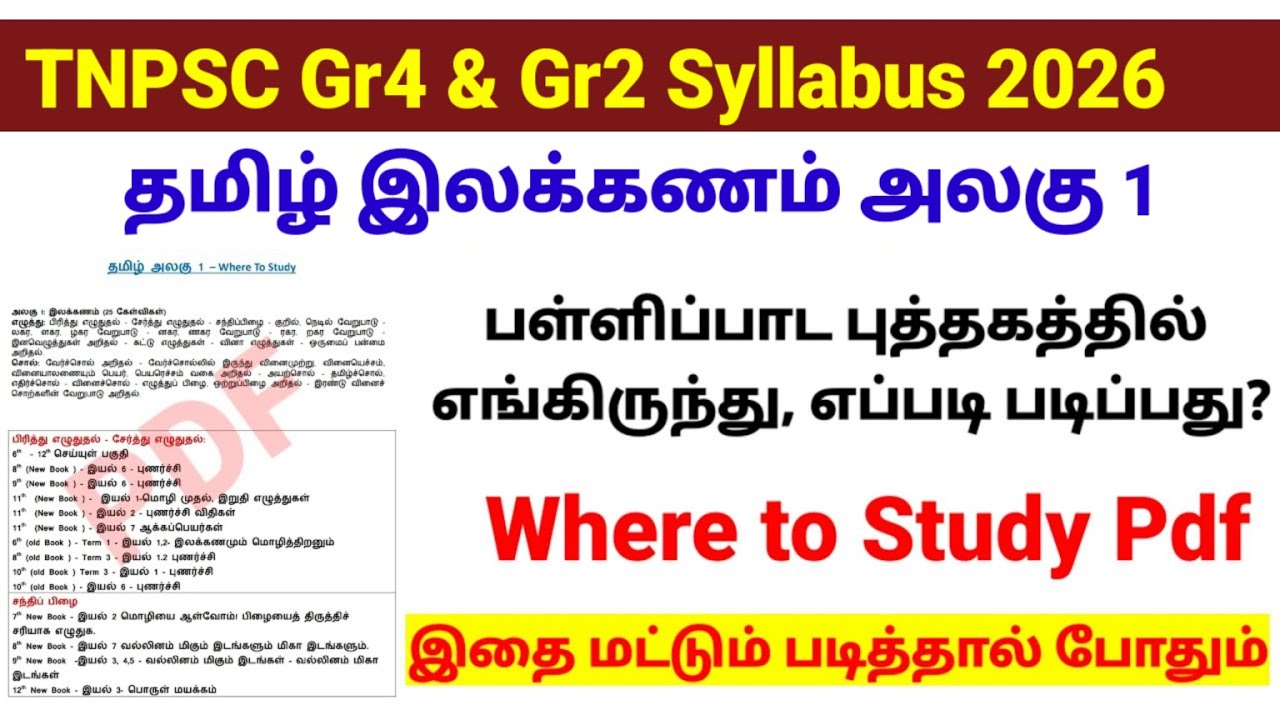 TNPSC Gr4 & Gr2 2026 tamil syllabus explanation | அலகு 1 where to study ...