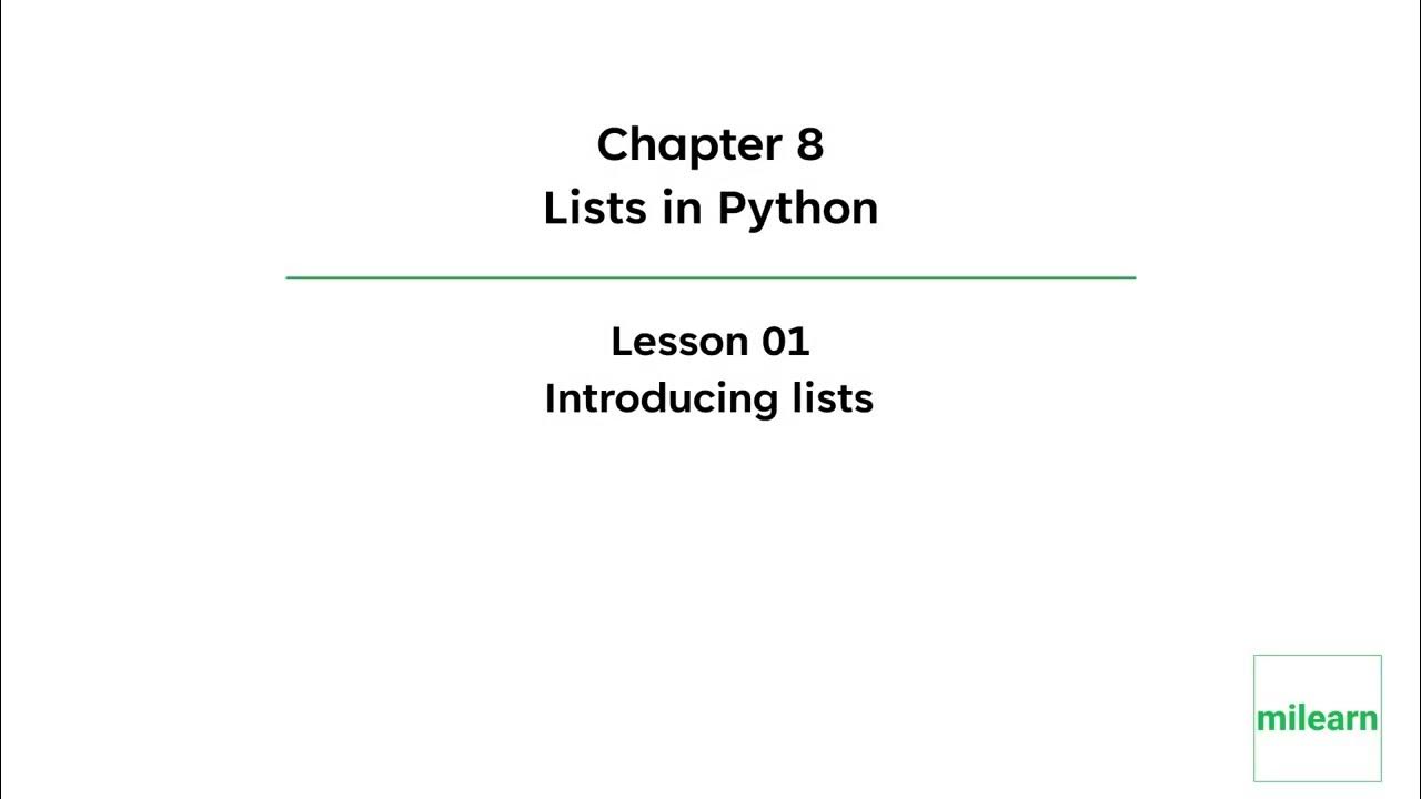 Chapter 8 | Creating Python Lists - YouTube