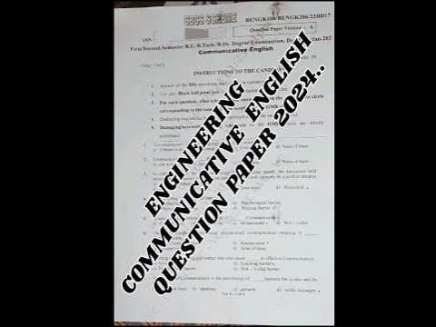 Engineering COMMUNICATIVE ENGLISH Question Paper 2024 #vtu #engineering ...
