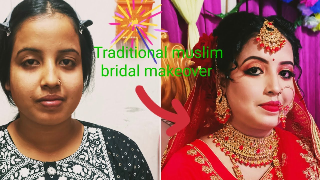 Traditional muslim bridal makeover/flawless look by affordable products ...