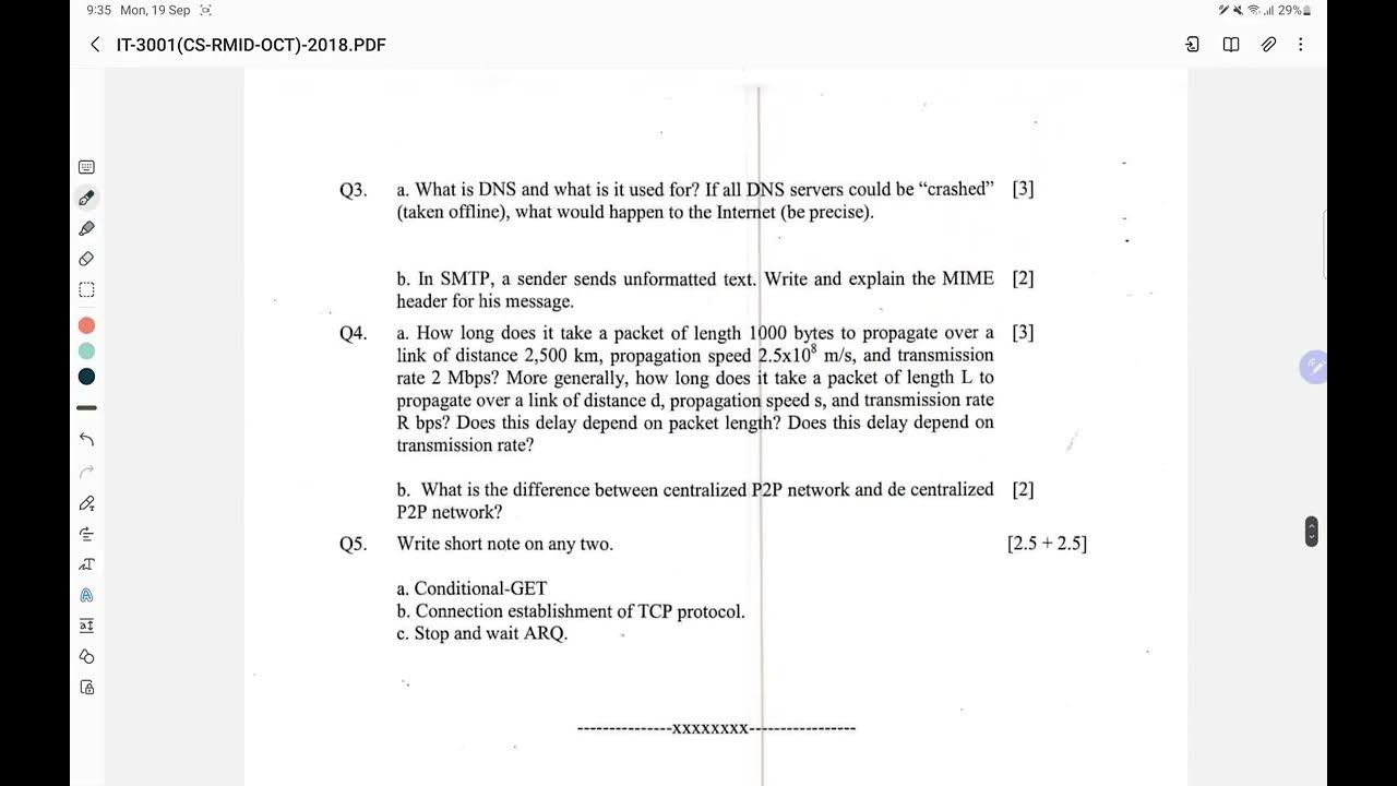 Previous year's midsem paper 3 on Networks at KIIT - YouTube