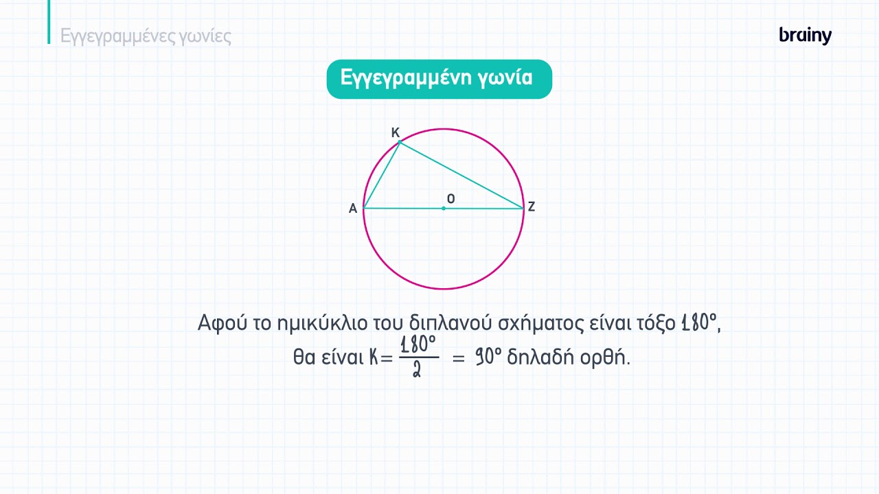 Γεωμετρία Β΄ Γυμνασίου | 3.1 Εγγεγραμμένες γωνίες - YouTube