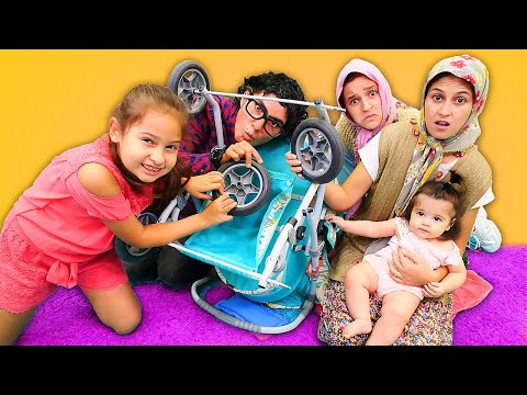 Fındık Ailesi. Asiye Selin'e bebek arabası alıyor. Alışveriş oyunu