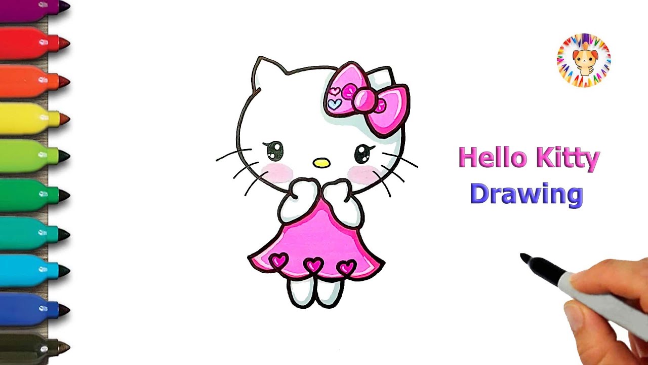 How to draw Hello Kitty 💖 Cute Hello Kitty drawing easy step by step ...