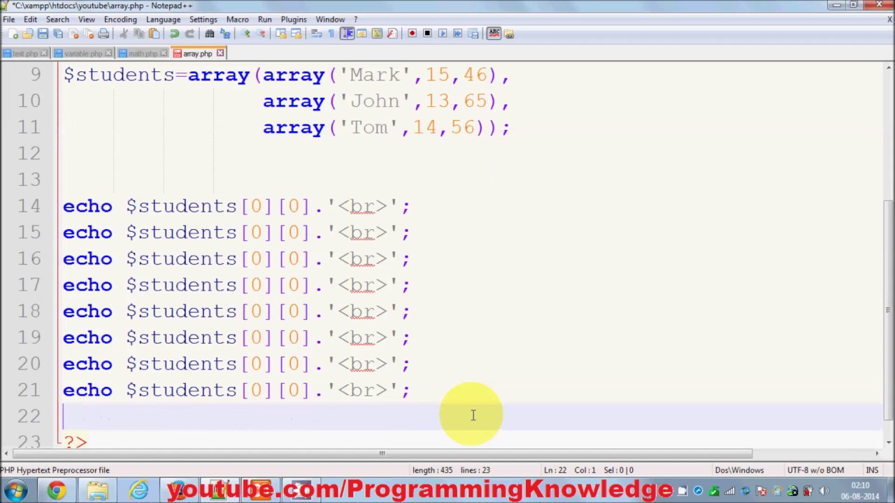 Php Tutorial For Beginners 12 Multidimensional Arrays In Php Youtube 9499