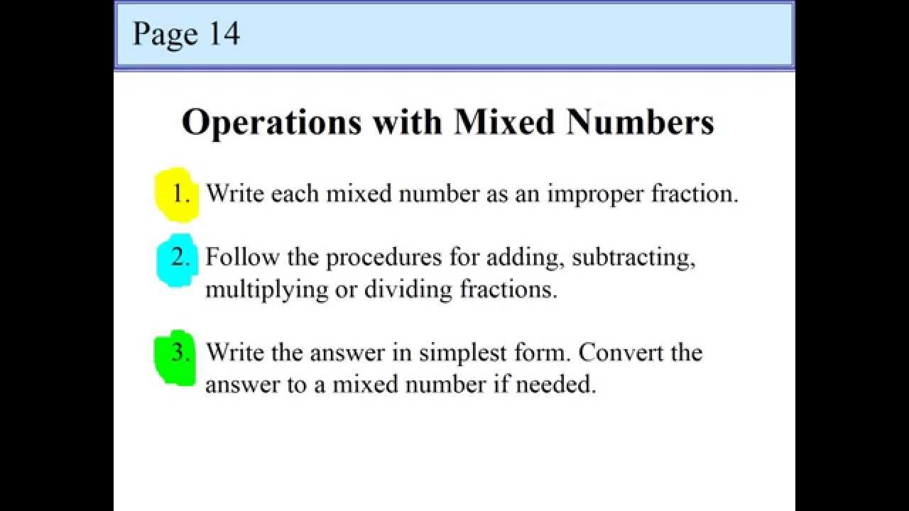 Operations With Mixed Numbers YouTube Operations With Mixed Numbers YouTube