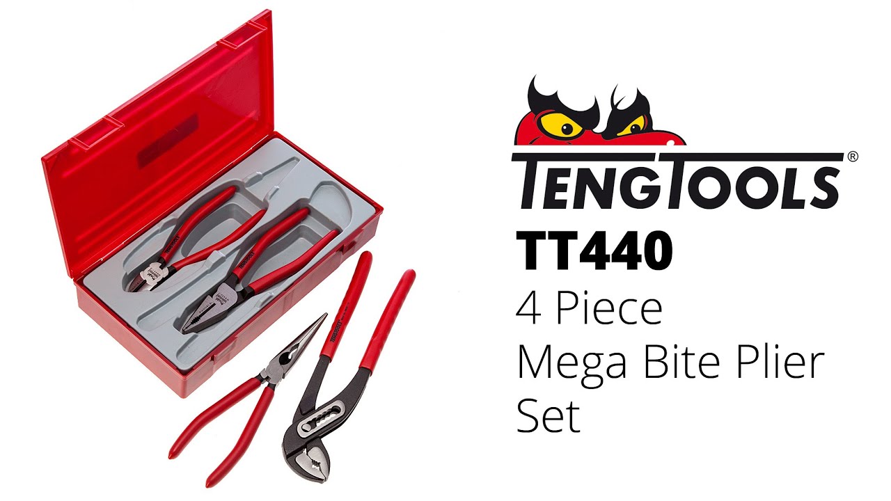 Teng Tools TT440 4 Piece Mega Bite Plier Set from Toolstop - YouTube