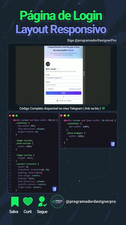 Login Page Responsive Css Frontend Programacao Html Responsivewebsite Youtube