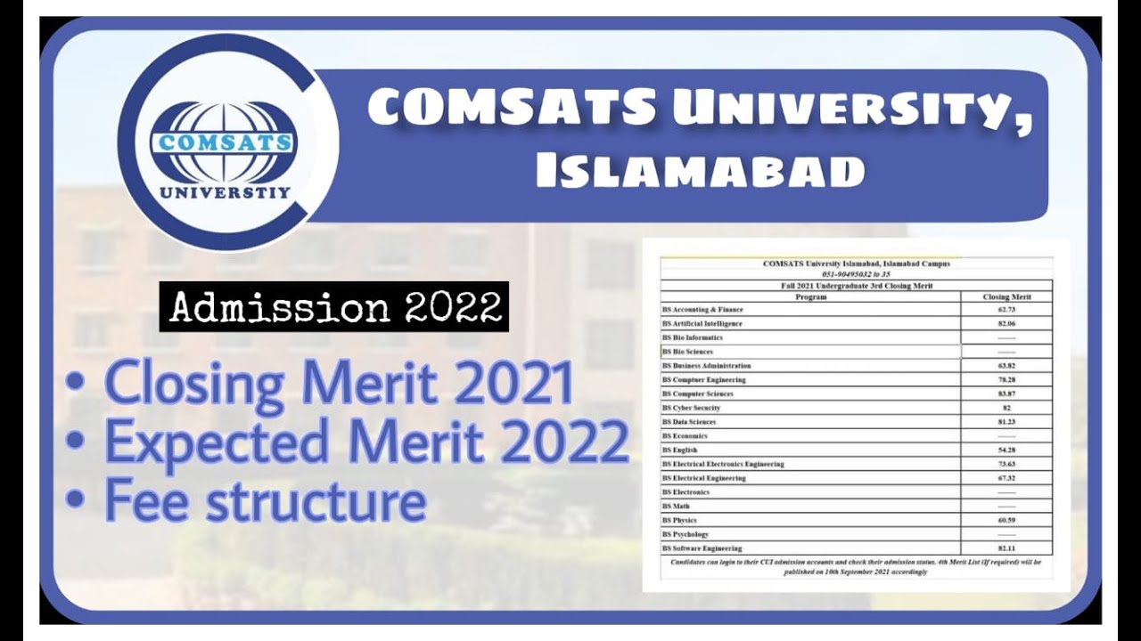 COMSATS University Closing Merit 2021 & Fee structure | Expected Merit ...