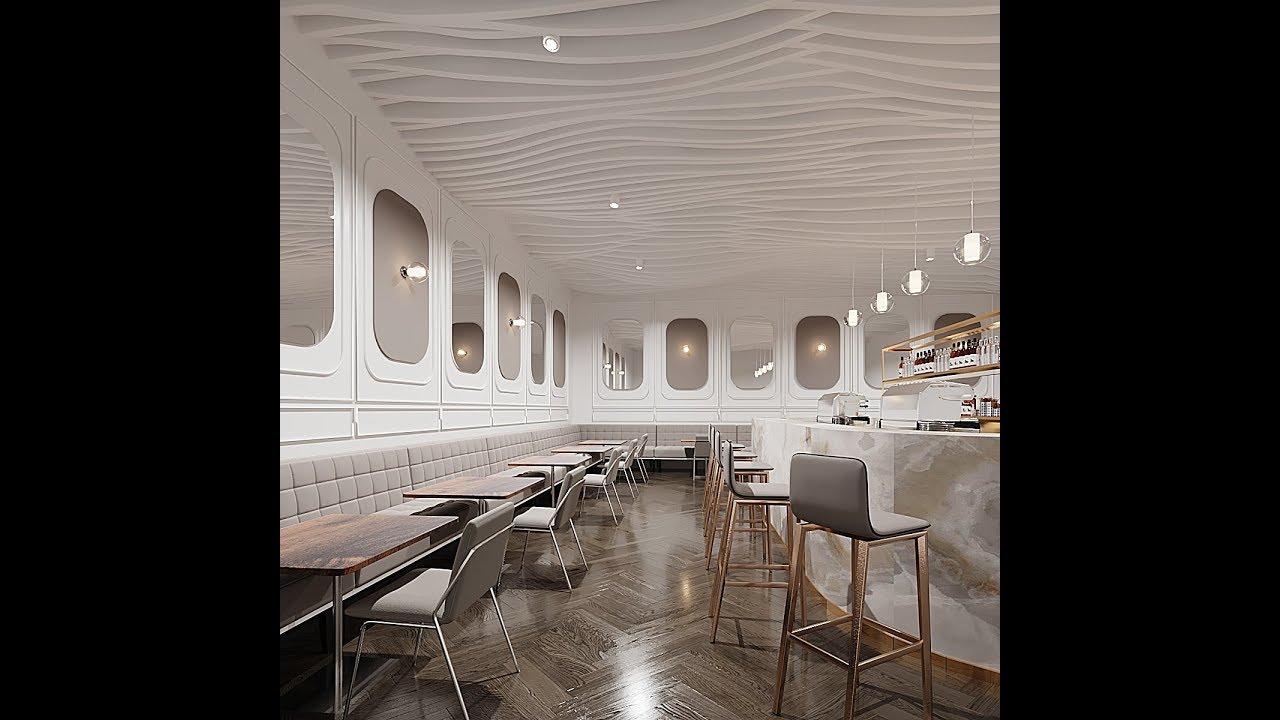 small coffee shop design Modeling Tutorial in 3ds max + corona render ...
