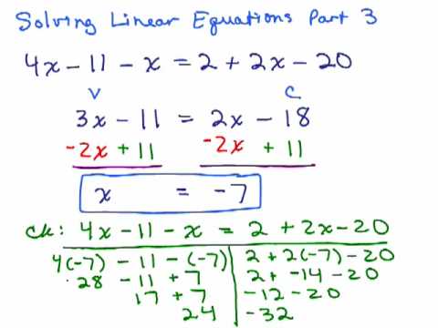 Solving Linear Equations Part 3 - YouTube