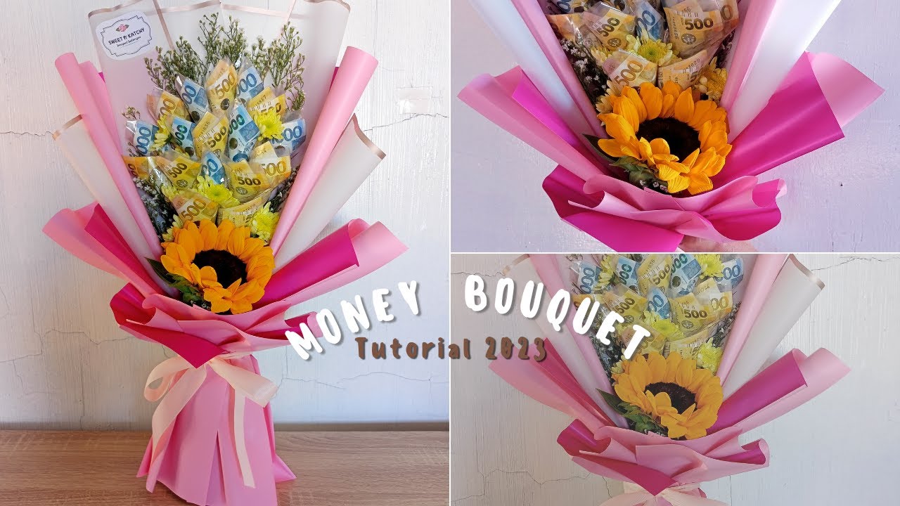 How to make Money Bouquet w/ fresh Flowers - YouTube