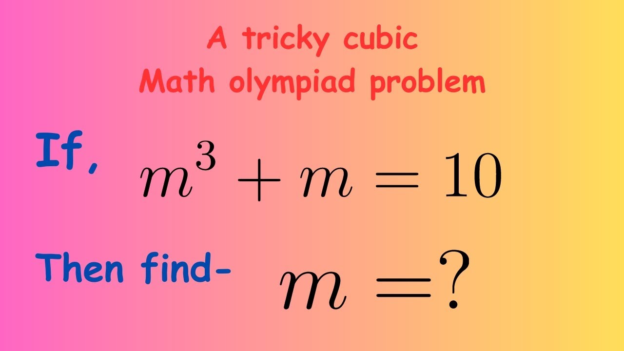 A math olympiad problem | Cute cubic equation | - YouTube