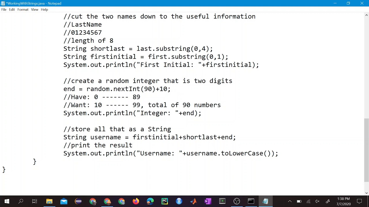 Intro to Java Video 6b: Formatting Username Example - YouTube