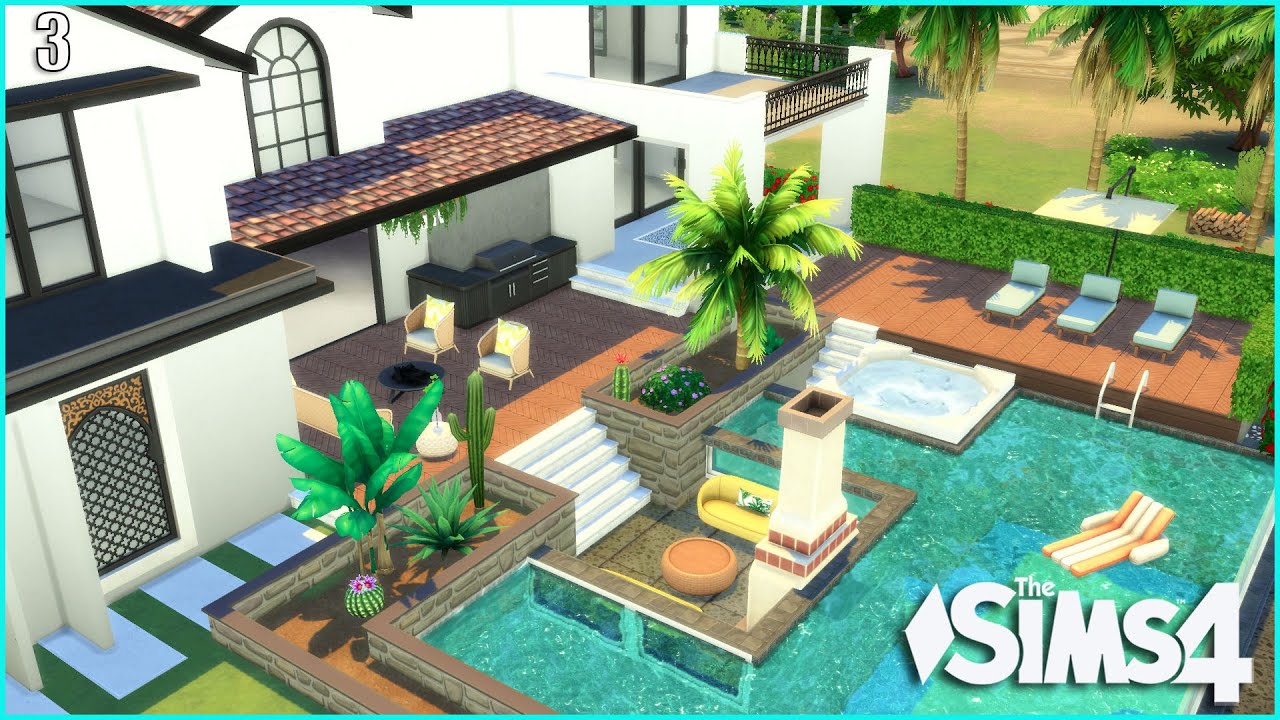 Modern Mediterranean Villa With CC! | The Sims 4 | Realtime (Part 3 ...
