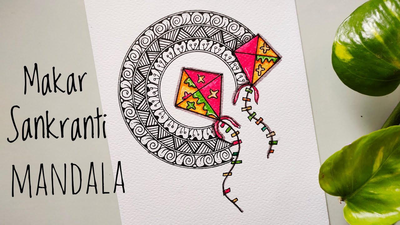 makar Sankranti mandala art 🪁 | mandala art for beginners | kite ...