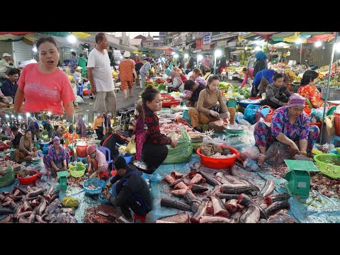 Cambodian Vegetable Market in Early Morning - Amazing Site Selling Fresh Vegetable, Fruit & More