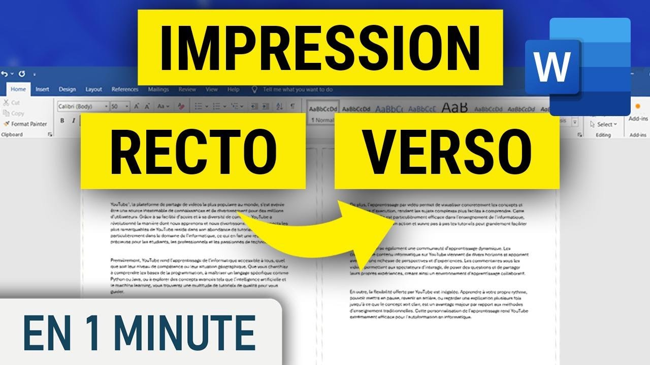 Imprimer en recto verso sur Word - YouTube