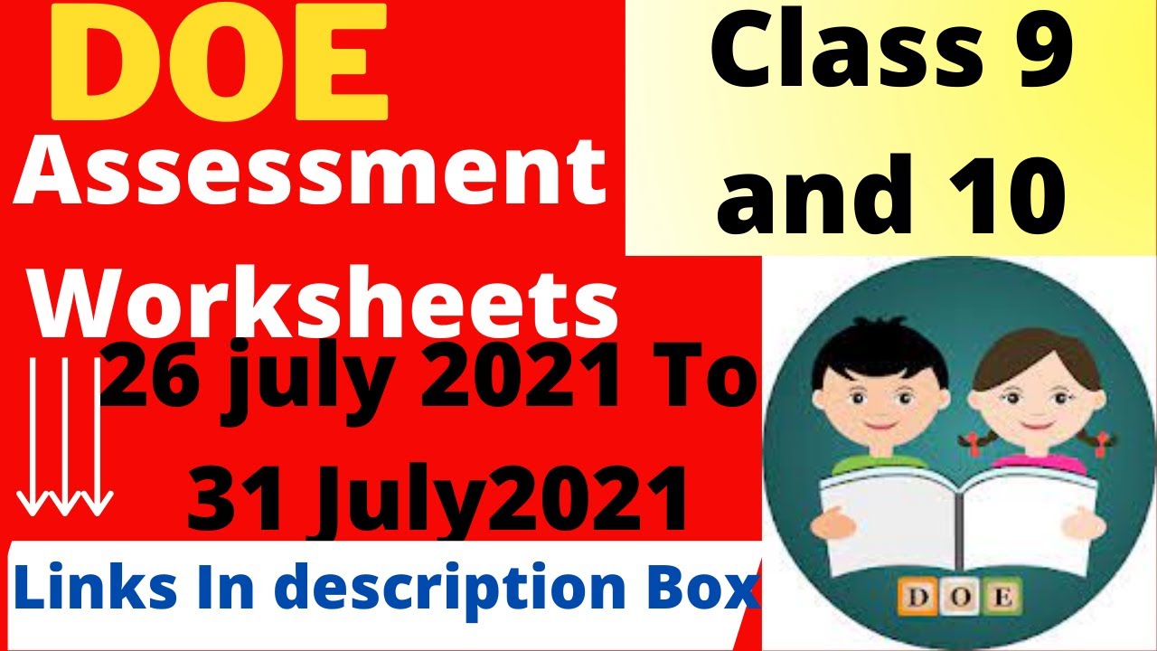 DOE Assessment Worksheet Of Class 9 and 10 Th from 26 july 2021 to 31 ...