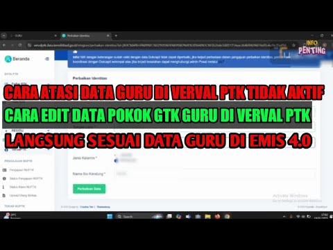 CARA ATASI DATA GURU DI VERVAL PTK TIDAK AKTIF | CARA EDIT DATA POKOK GURU DI VERVAL PTK - YouTube