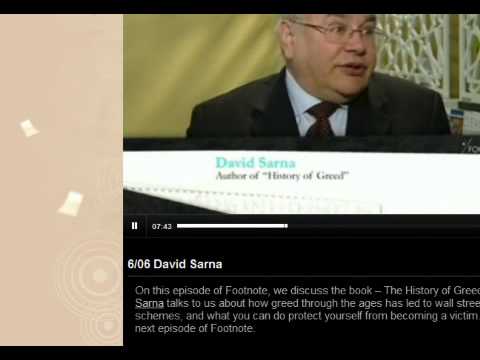David E Y Sarna Interviewed about History of Greed on Ebru-TV - YouTube