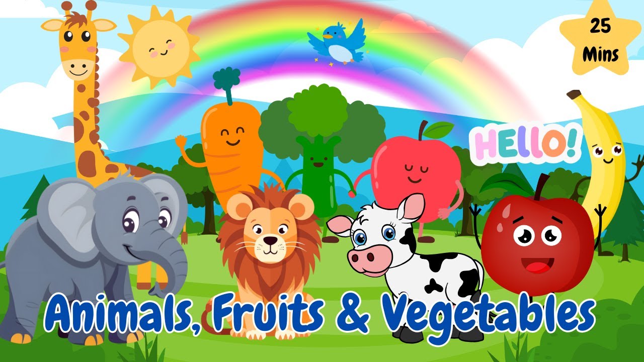 Learn Animals, Fruits, Vegetables Names | Toddler Learning Video | Fun ...