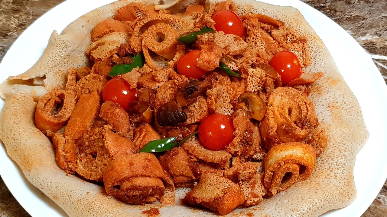 የፆም አማራጭ ፍርፍር አስራር ከእንጉዳይ ጋር Ethiopian food @zedkitchen - YouTube