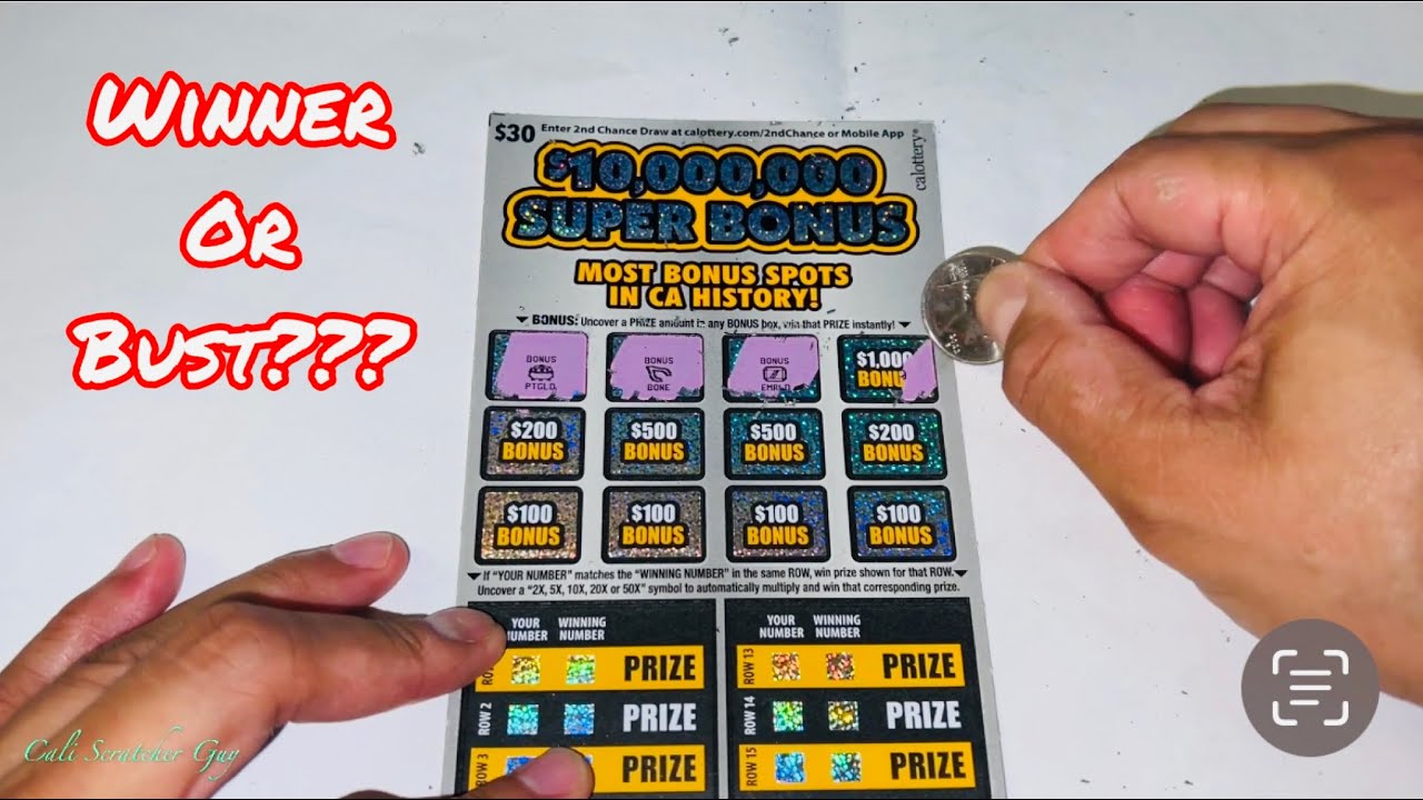 ANOTHER SHOT OF THE $30 ($10,000,000 SUPER BONUS) CALIFORNIA LOTTERY ...