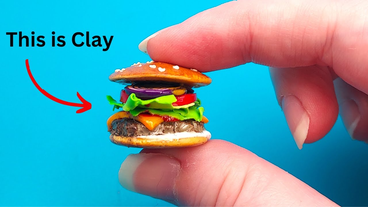 I Spent 4 Hours Making A Tiny Burger Out Of Clay - YouTube