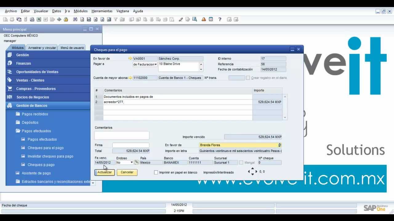 Pagos Efectuados con cheques en SAP Business One - YouTube