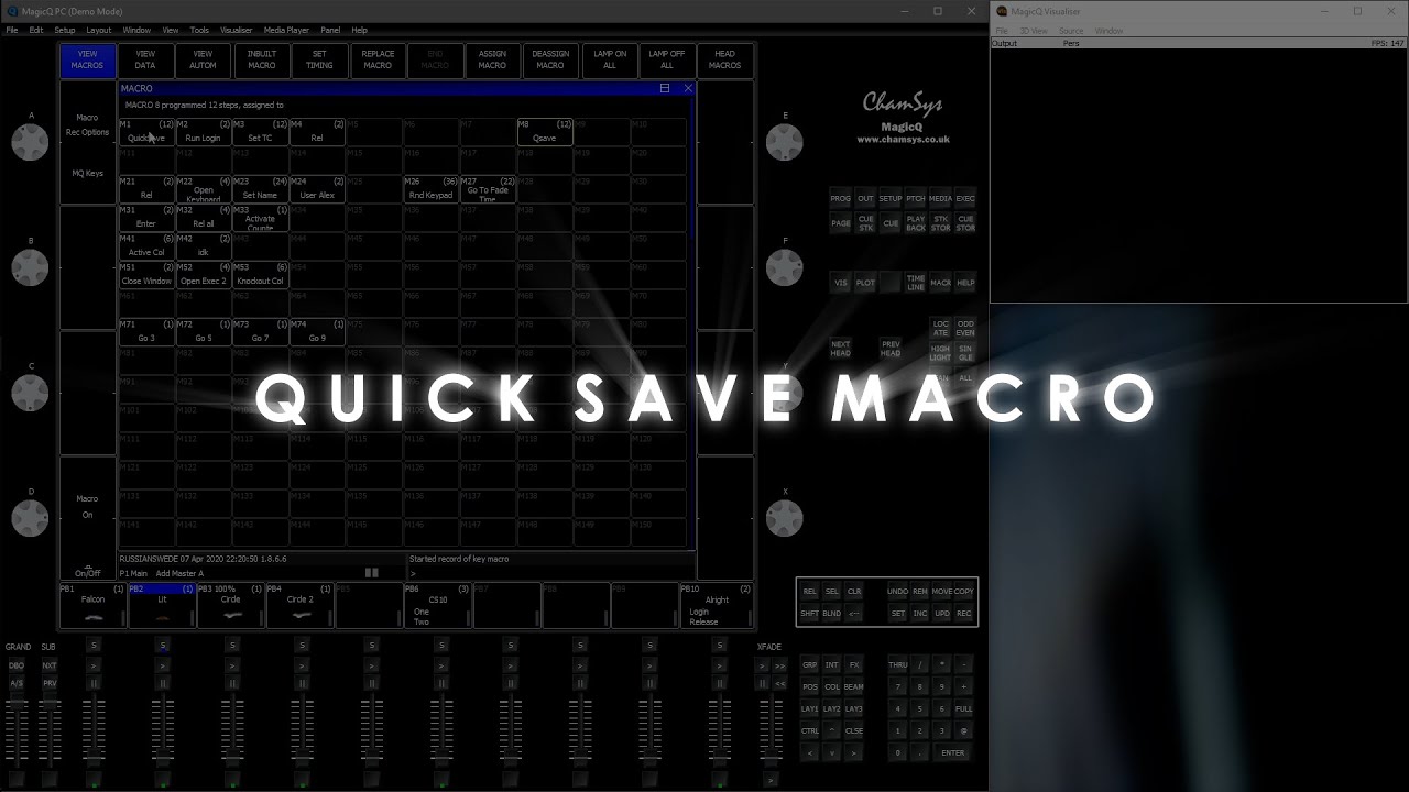 ChamSys MagicQ - Quick Save Macro - YouTube