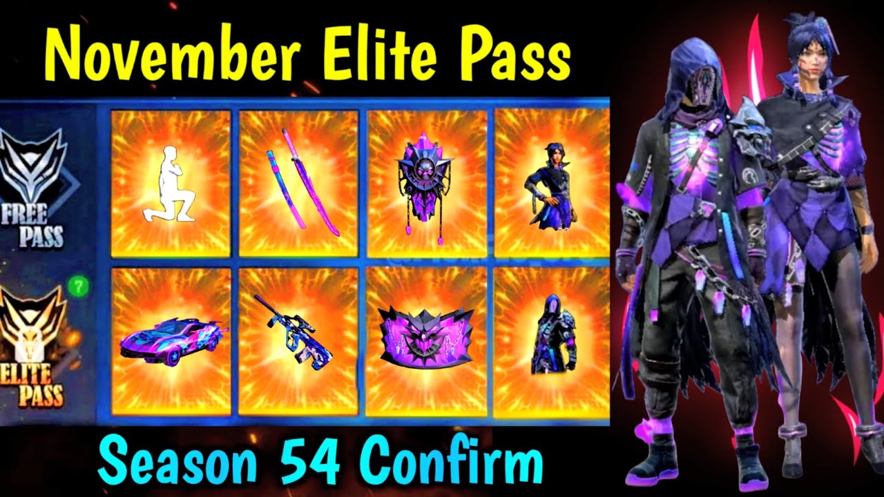 NOVEMBER ELITE PASS FREE FIRE 2022 | SEASON 54 ELITE PASS | NEXT ELITE ...