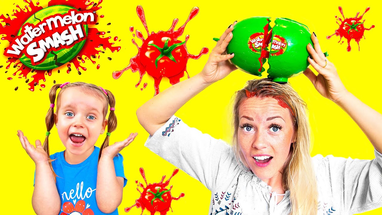 Watermelon Smash Challenge | Learn Colors with Balloons - YouTube