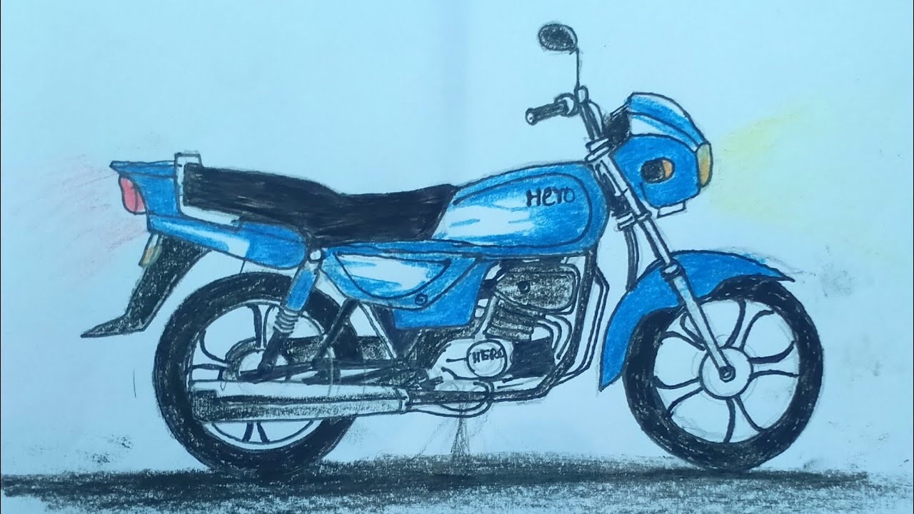 Hero splendor plus bike drawing | step by step | splendor bike lover ...