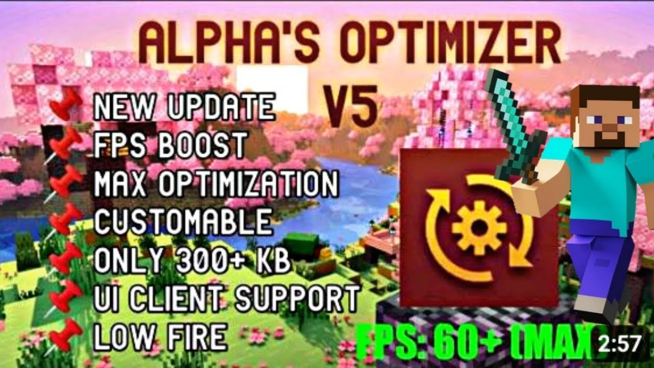 Alpha's Optimizer V5 | Best optifine mcpe 1.20+ (Fps boost no lag ; increase fps ) - YouTube