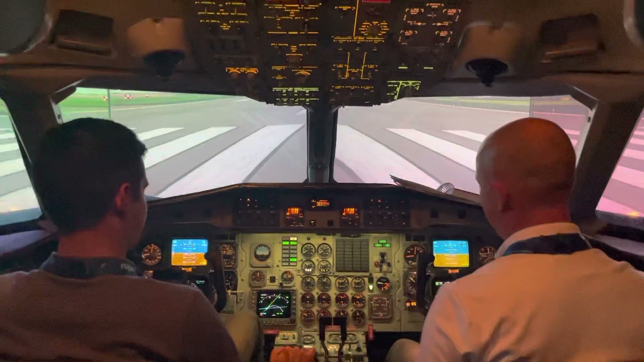 First departure in the simulator Saab 340 - YouTube