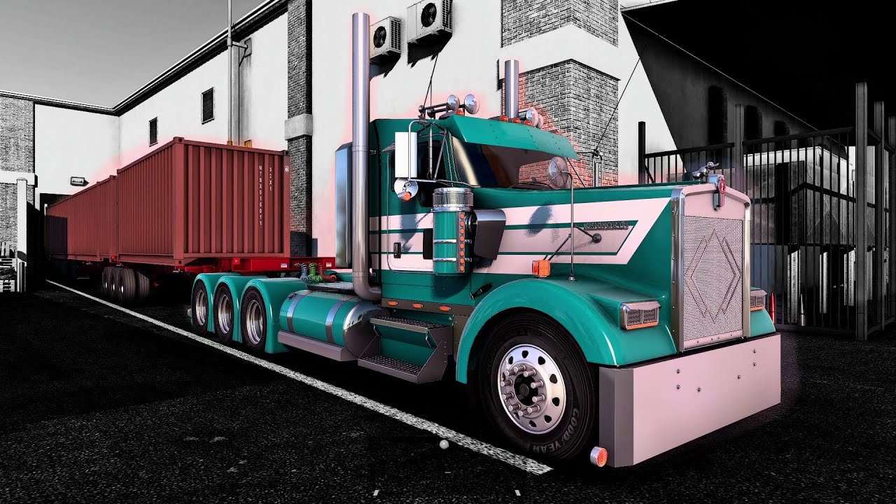 Kenworth W900 day cab B-train container | CAT C15 straight pipe | Waco ...