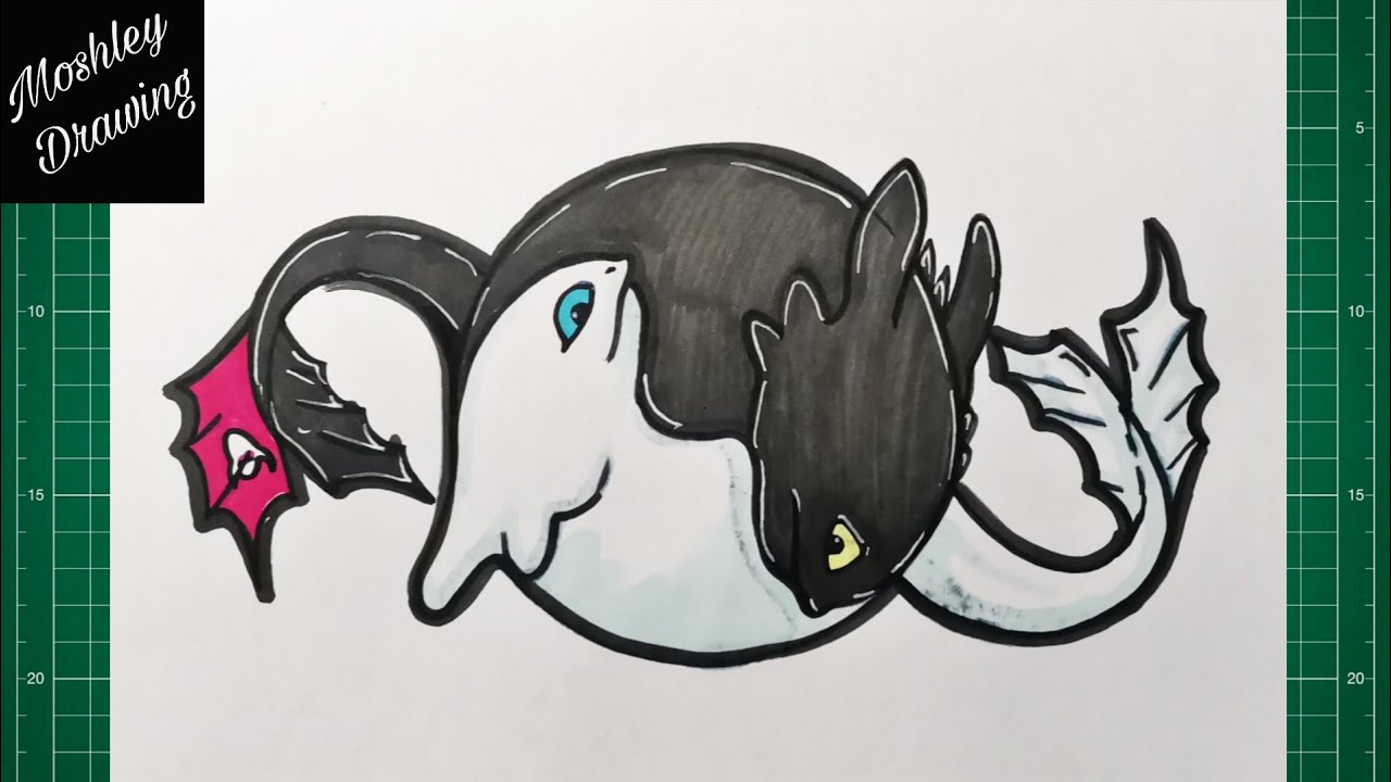 How to Draw Half Toothless and Light Fury - YouTube