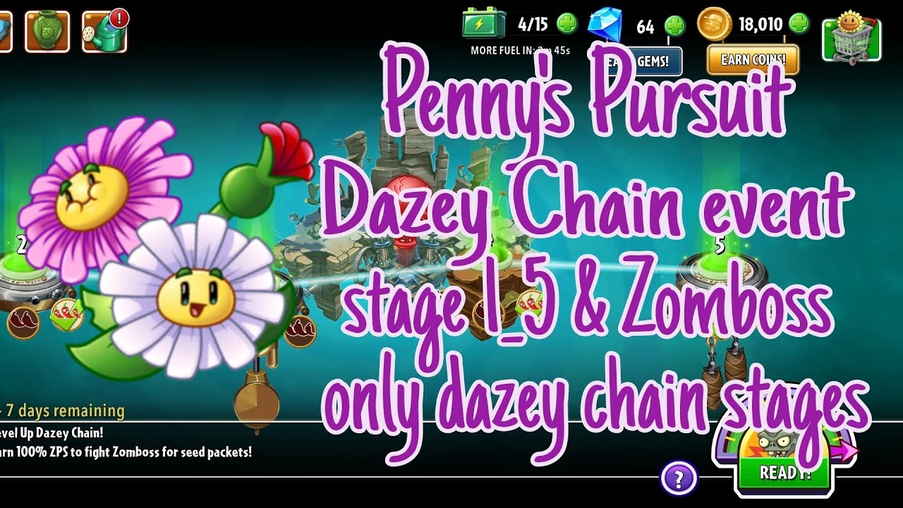 PVZ2 _ Penny's Pursuit (Dazey Chain) _ level 1_5 and Zomboss _ medium ...