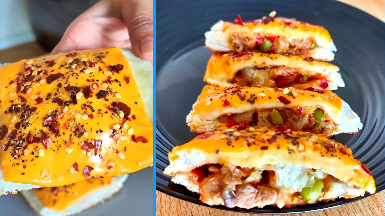BREAD PIZZA PUFFS Without Oven | Bread Chicken Pocket | ब्रेड पिज़्ज़ा ...