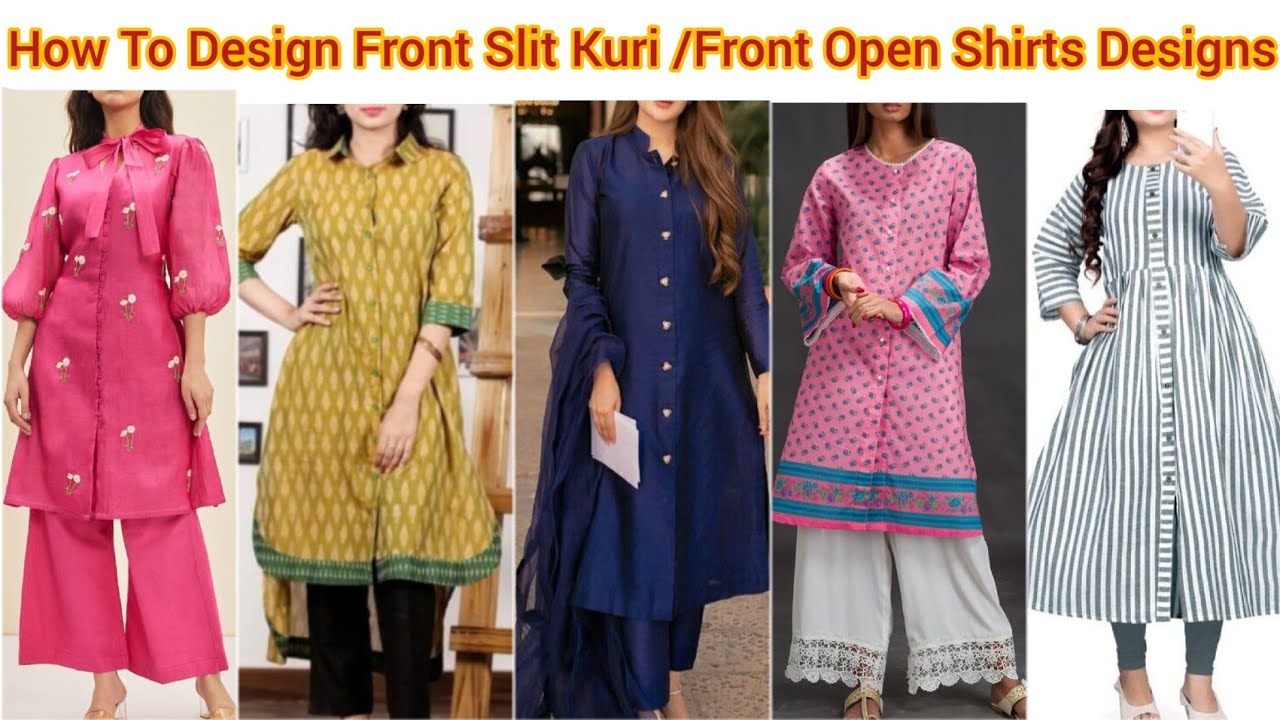 How to design Front Slit Kurti،Frocks 2022/Latest Front Open Shirts ...