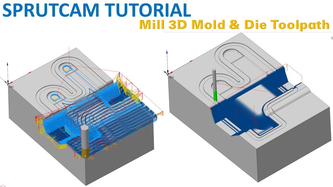 SprutCAM Tutorial #166 | Mill 3D Mold & Die Toolpath Machining - YouTube