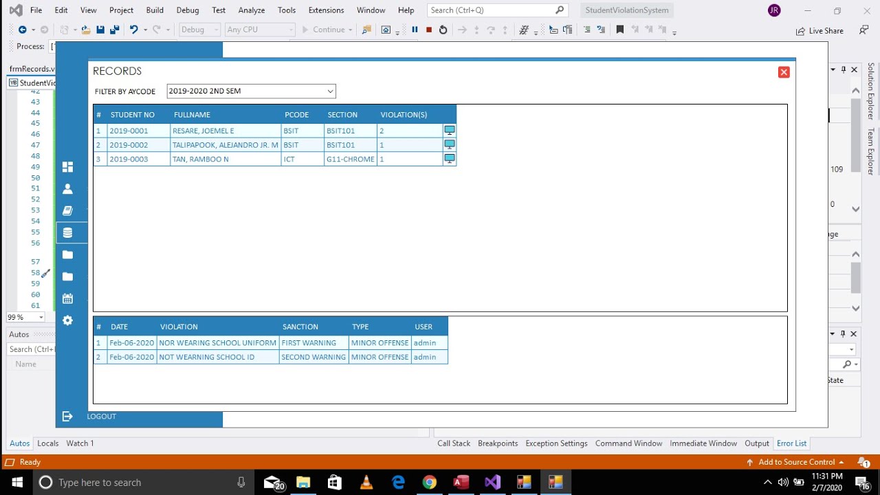 Student Violation System | Part 10. Display Violation Record - YouTube