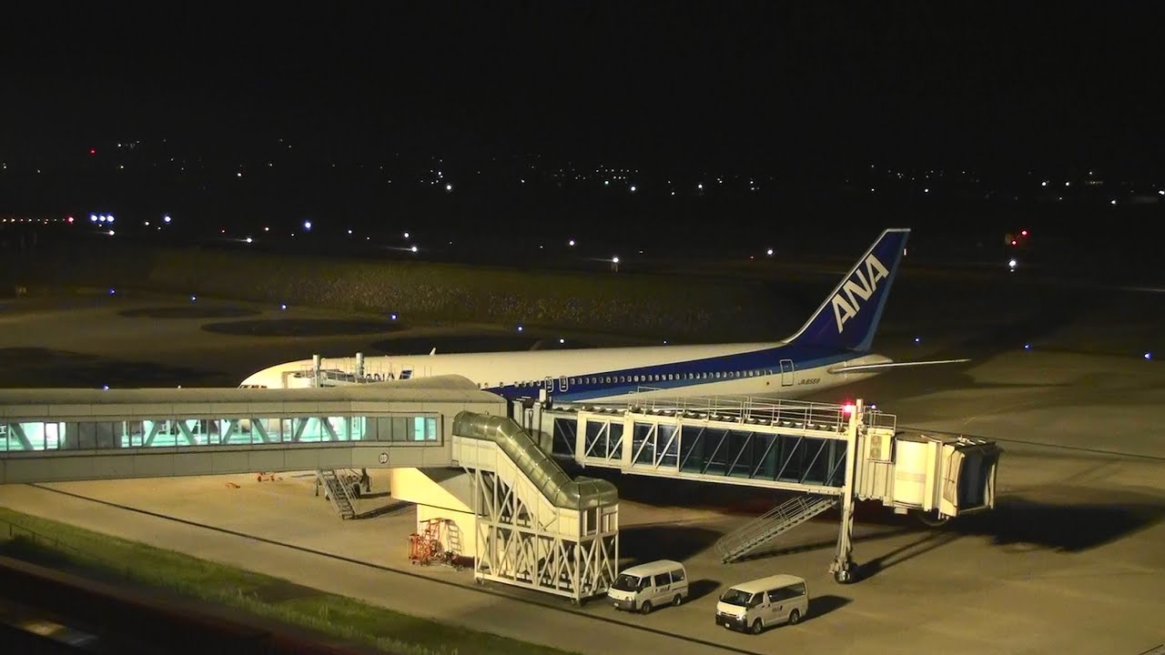[B767 Night Landing] ANA Boeing 767-300 JA8569 NIGHT LANDING TOYAMA ...
