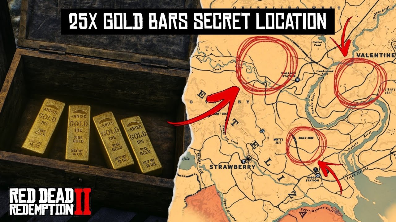 This Map Will Make You RICH in RDR2 – 25 Gold Bars Found - YouTube