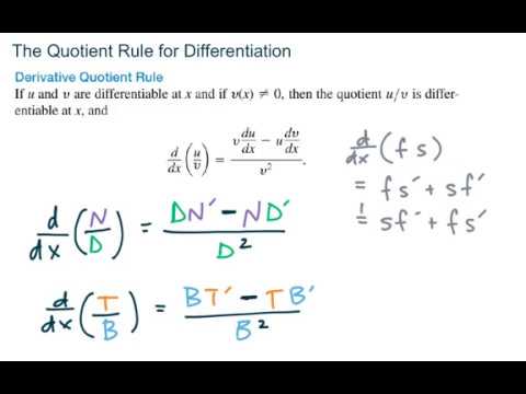 MAT271 - Calc1 - 3.3e Using The Quotient Rule To Find Derivatives - YouTube