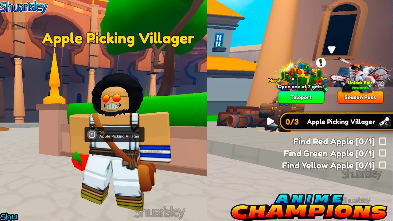 MISSÃO APPLE PICKING VILLAGER COMO FAZER? ANIME CHAMPIONS - YouTube
