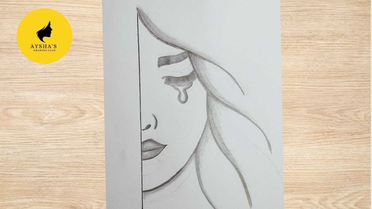 Easy drawing a beautiful girl crying How to draw a sad girl step by ...