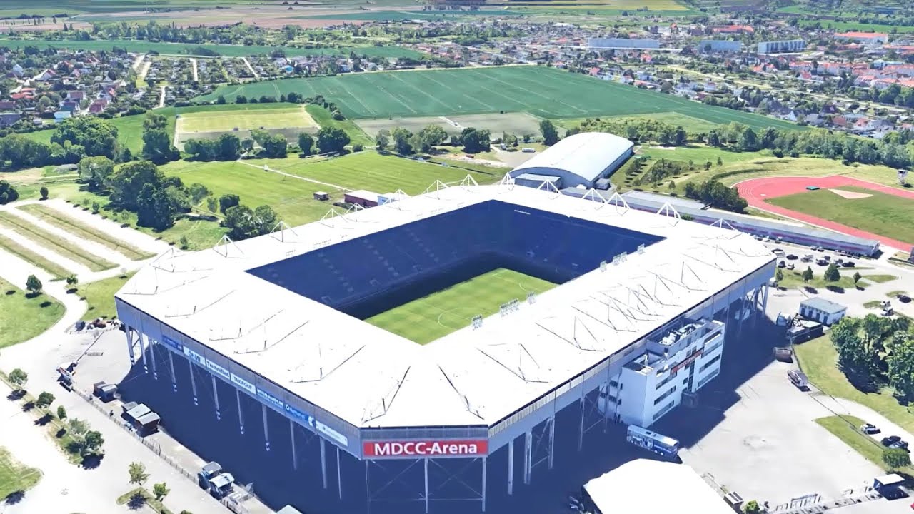 1.FC Magdeburg - Virtueller Flug über der MDCC Arena - YouTube