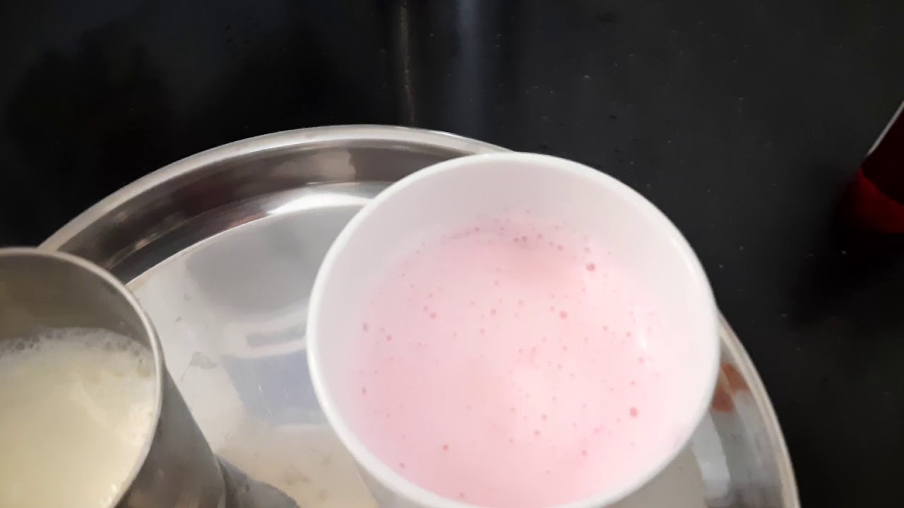 making rose badam milk in 4 minutes - YouTube